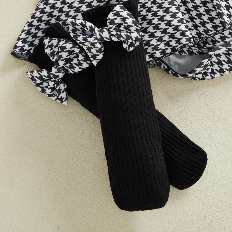 Cute Baby Girl Houndstooth Smocked Bubble Romper Set - TikTok Shop