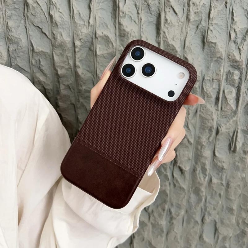 Fashion Business Splice Leather Nylon Fabric Case for iPhone 17 Air 16 ...