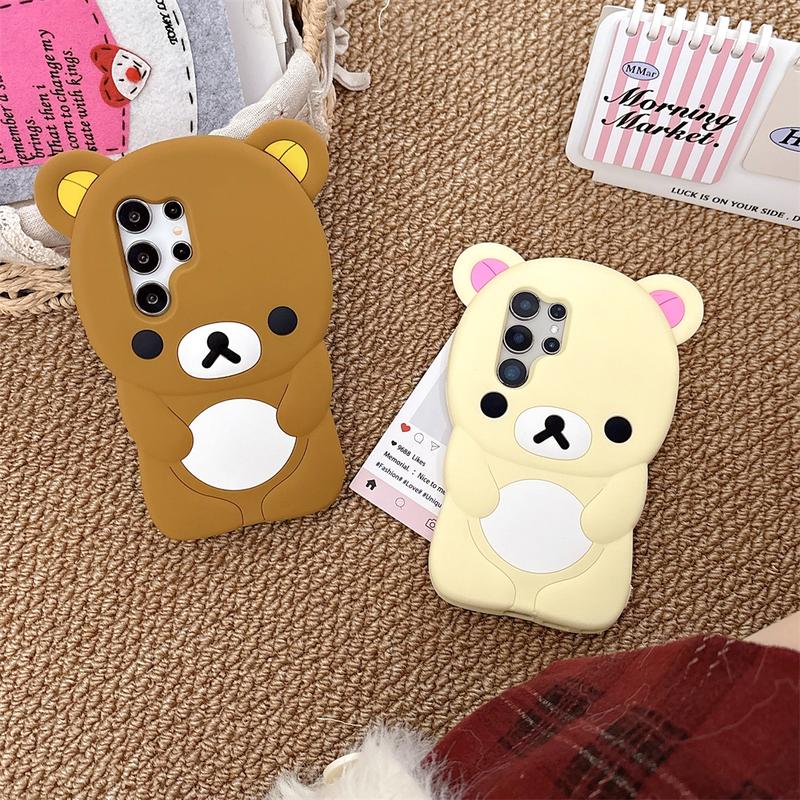 Soft Silicone 3D Cute Bear Candy Color Case For Samsung Galaxy S25 S24 ...