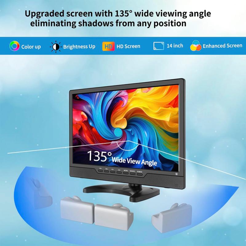 14 Inch LED TV,Portable Small Television with HDMI Input,Built-in ...