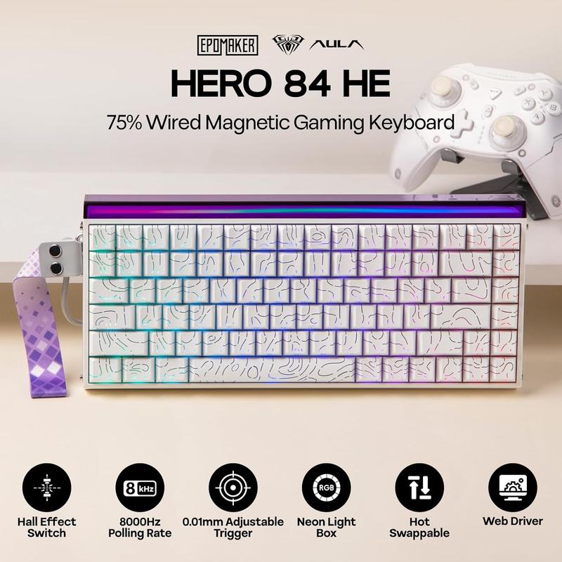 (NEW)Aula Hero84 HE Wired Magnetic Gaming Keyboard, Rapid Hall Effect ...