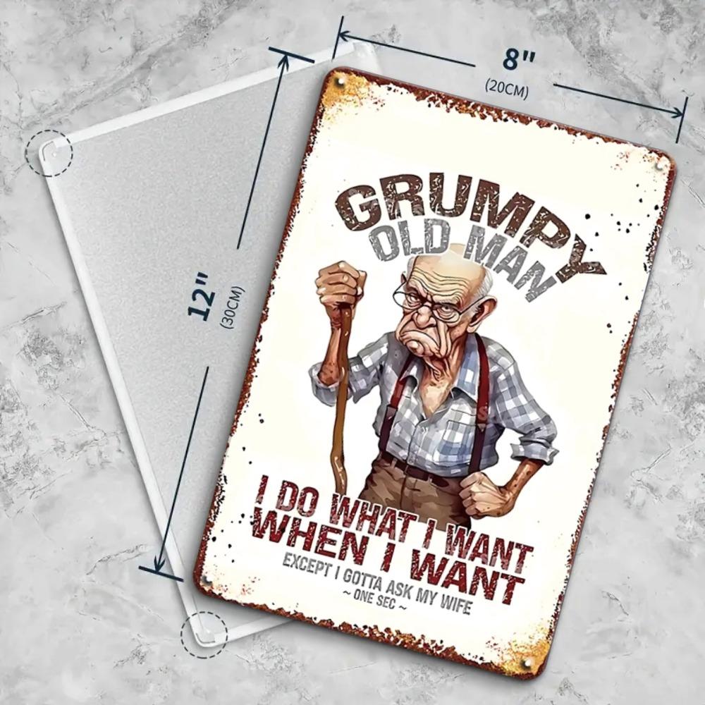 Vintage Metal Tin Sign, 4 Counts/set Grumpy Old Man Cave Indoor ...