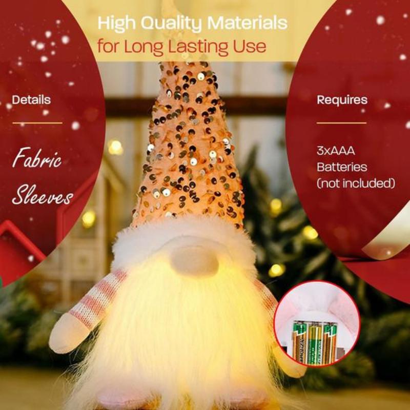 3pcs LED Lighted Christmas Gnome Handmade Santa Elf Figurine Faceless ...