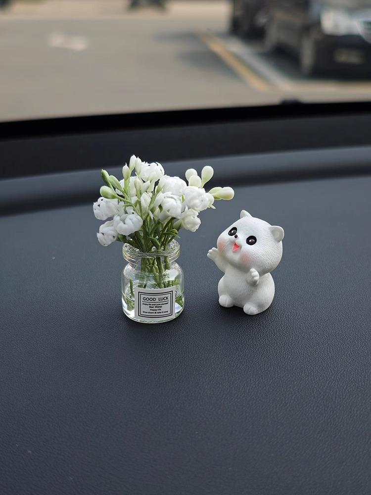 Cute Mini Cat Flower Car Dashboard Decorations Interior Accessories ...