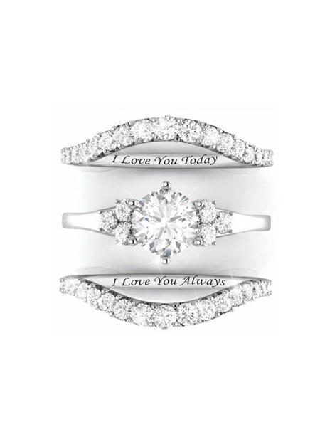 Zircon Fashion Three-Piece Ring Set, Engraved Ring, I Love You Letter ...