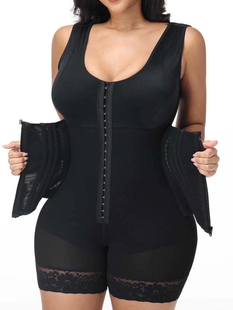Women Tummy Control V-Neck Full Body Shaper Butt Lifter with Zipper ...