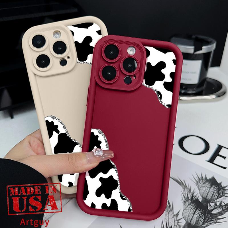 Case for iPhone 16 Pro Max 15 Plus 16E 14 13 12 11 XS XR Cow Print ...