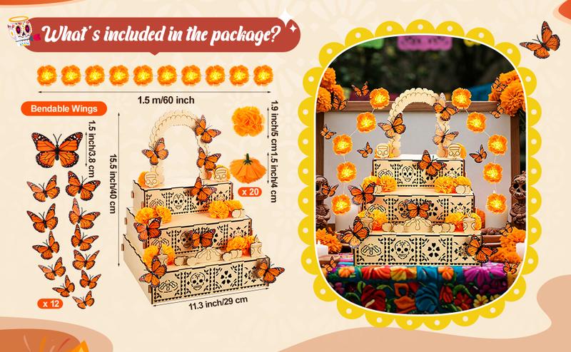 34 Pcs Dia De Los Muertos Decorations Day of The Dead Altar Kit Dia De ...