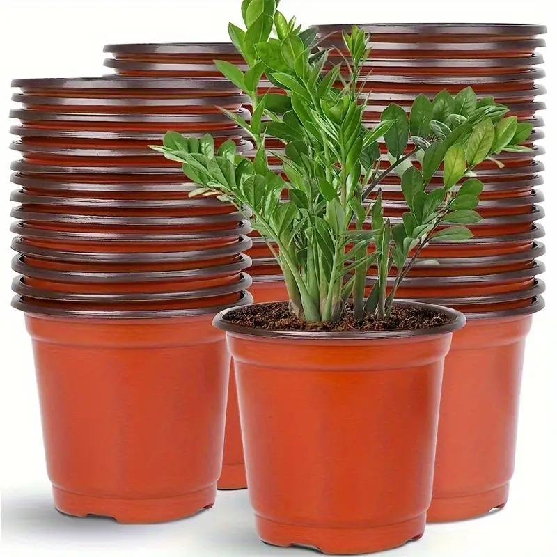 Seedling Pot, Sturdy Plastic Pot, 50pcs Flower Pot with Drainage Hole ...