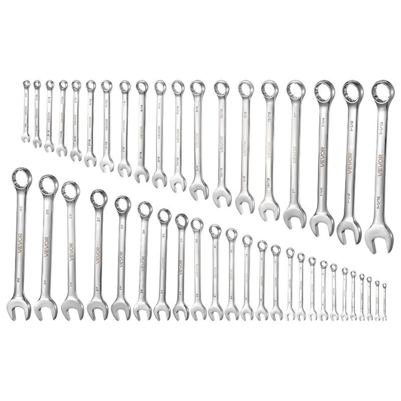 VEVOR Combination Wrench Set, 44 - Piece SAE and Metric, 12 - Point Box ...