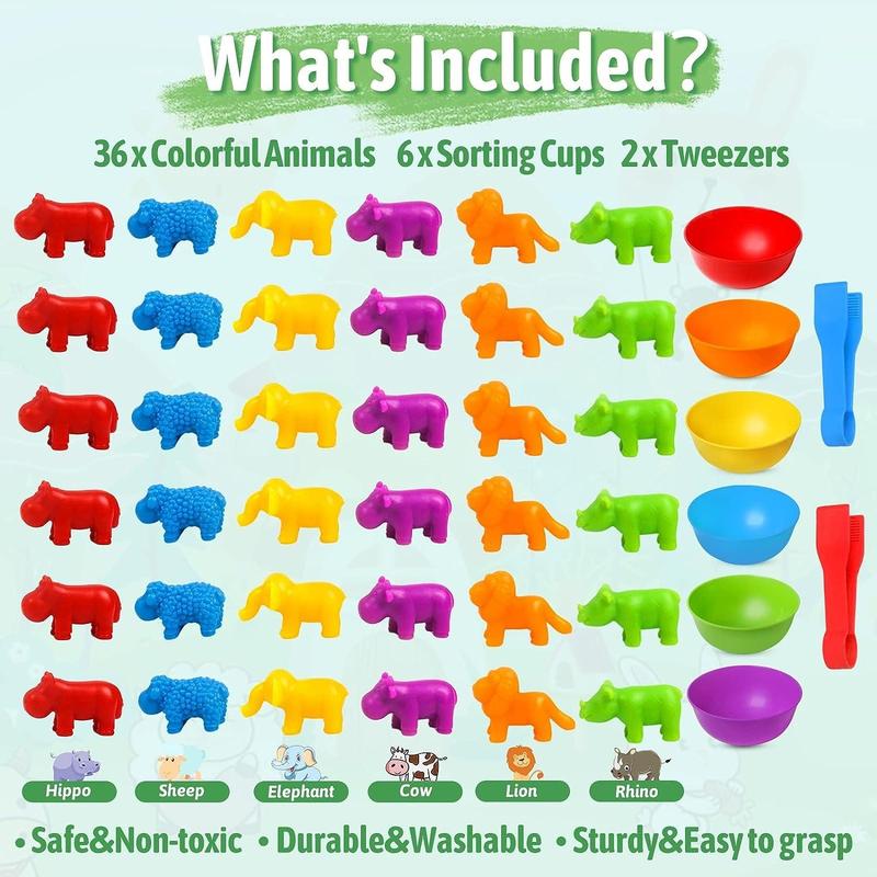 Counting Animal Toys Matching Game with Sorting Bowls, Preschool ...