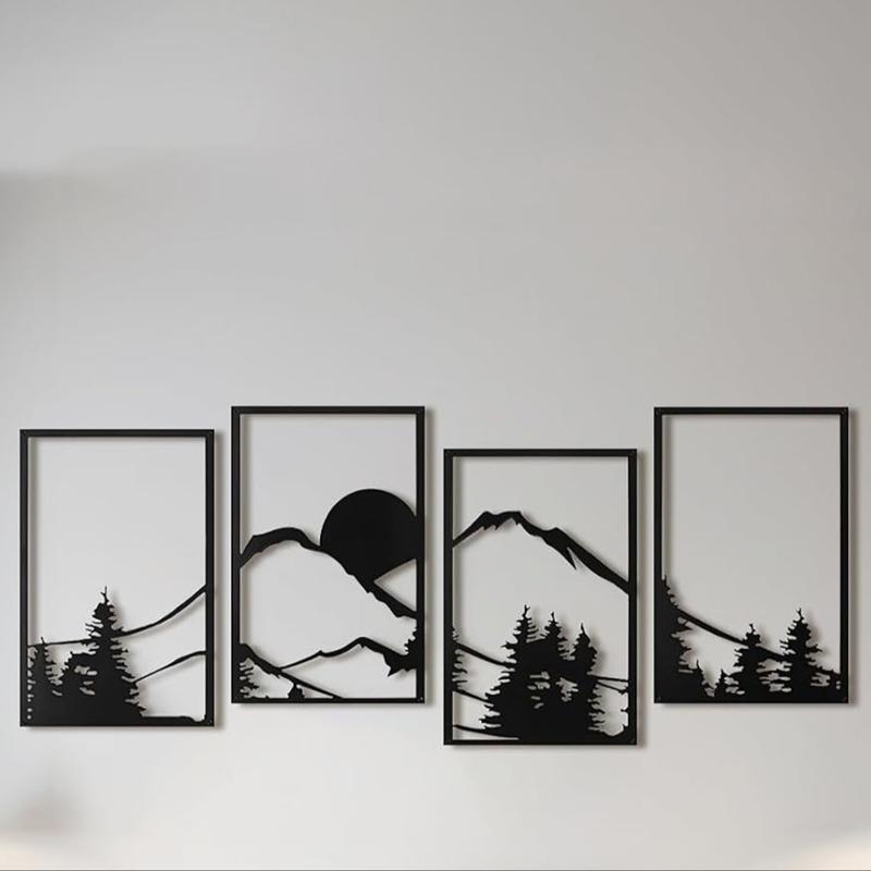 Mountain Landscape Pattern Wall Art, 4 Counts/set Wall Decor, Wall ...