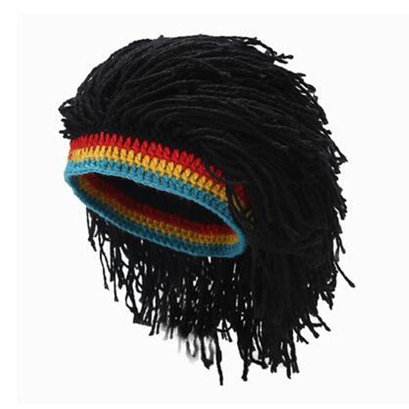 Rasta Wig Beanie Caps For Men Handmade Crochet Winter Warm Hat Gorros ...