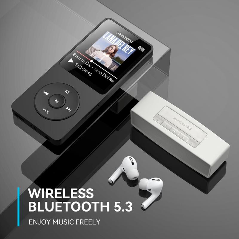 MP3 Player with Bluetooth 5.3, 1.8 inch Portable Music Player with ...