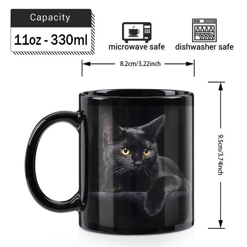 Black Cat Pattern Coffee Mug, 1 Count Ceramic Reusable Funny Coffee Mug ...