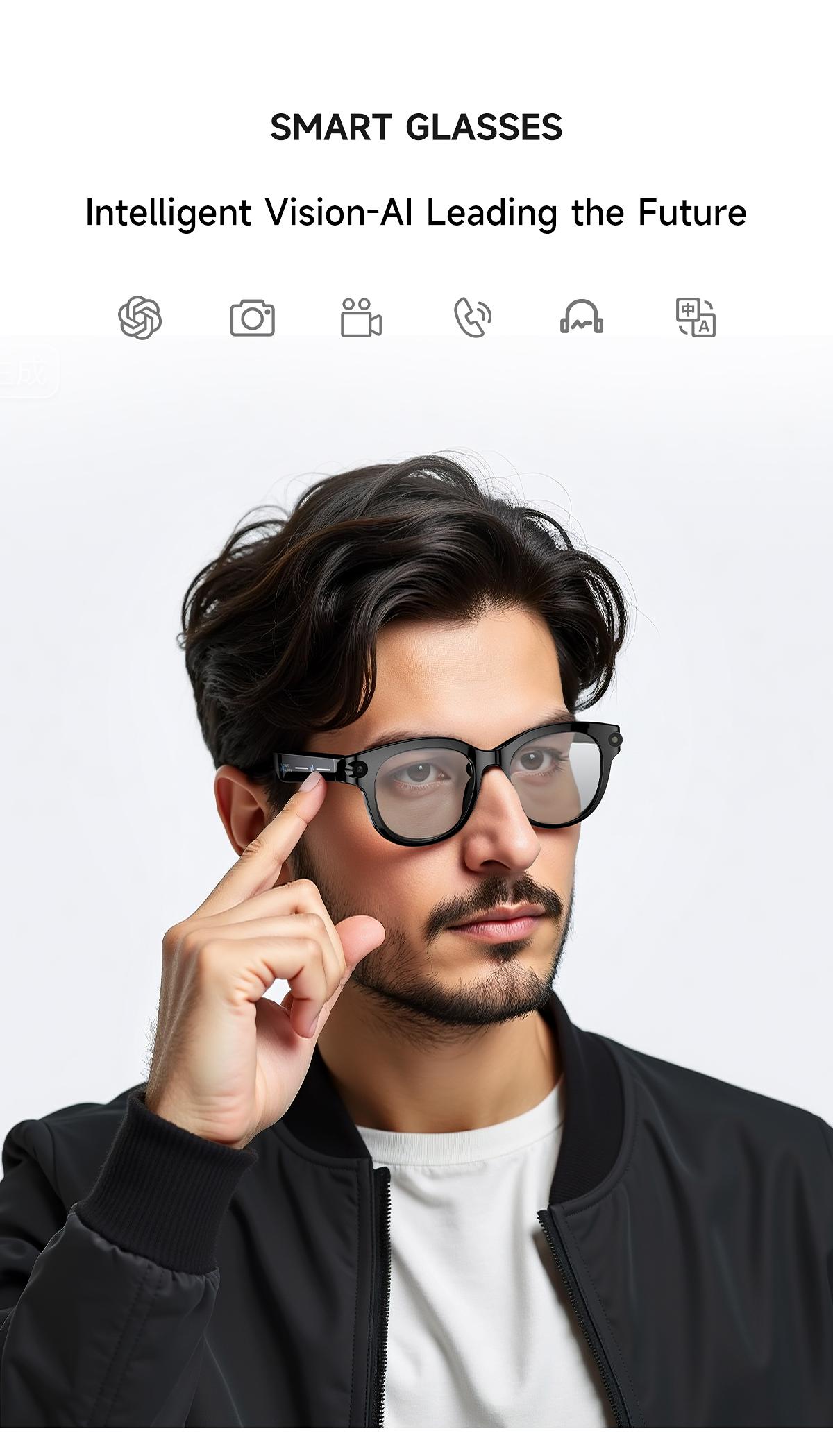 2026 Fashion AI Smart Glasses, with 200W Pixel Anti-Shake Camera ...