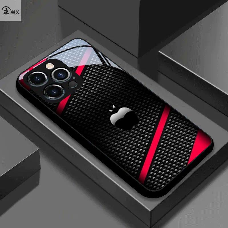 Black Carbon Fiber Red Stripe Background Design Phone Case Suitable for ...