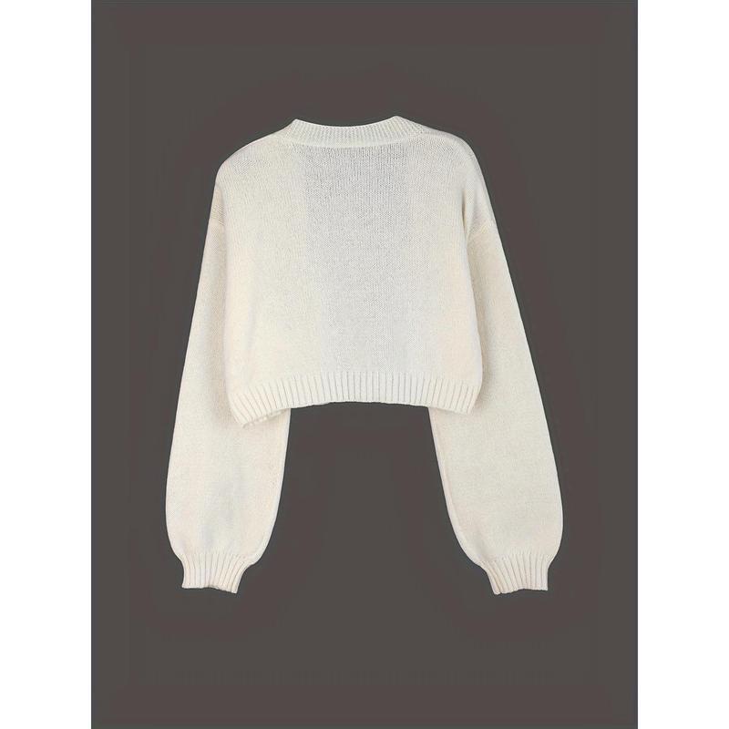 Gingerbread Man Crop Cardigan - Women'S Autumn/Winter Long Sleeve With ...