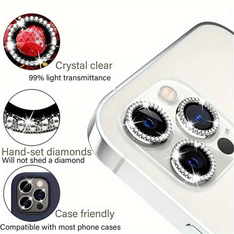 Glitter Camera Lens Protector, Rhinestone Decor Phone Lens Protective ...
