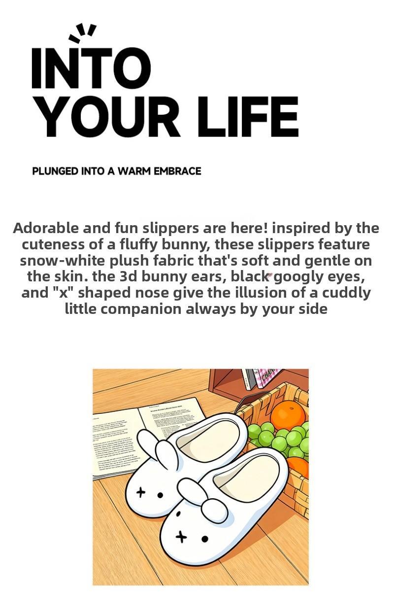 Miffy Cute Plush Cotton Slippers for Women Winter Comfort Warm Cotton ...