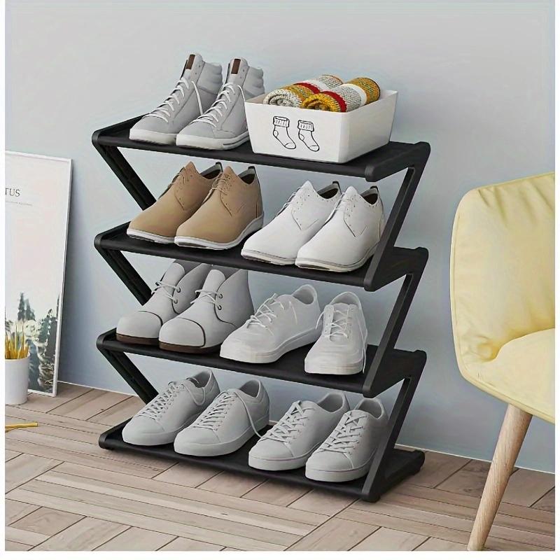 Space-Saving 4-Tier Shoe Rack, Shoe Shelf Organizer, Plastic & Metal ...