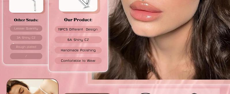 Trendy Summer Nose Rings L Shaped Hypoallergenic Stainless Steel Nose ...