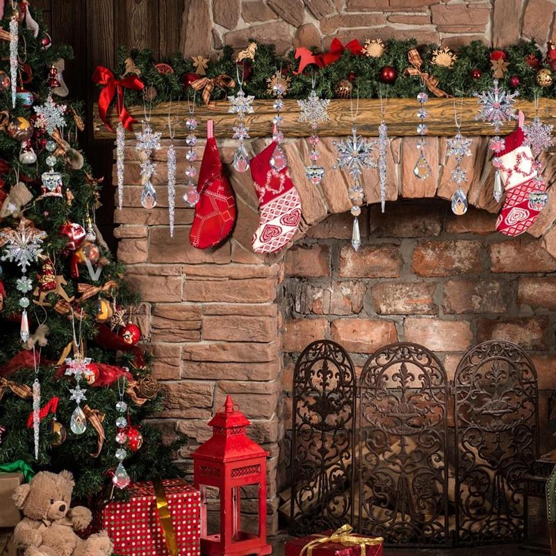 21-Pcs Christmas Tree Ornaments,Hanging Acrylic Snowflake Set - for ...