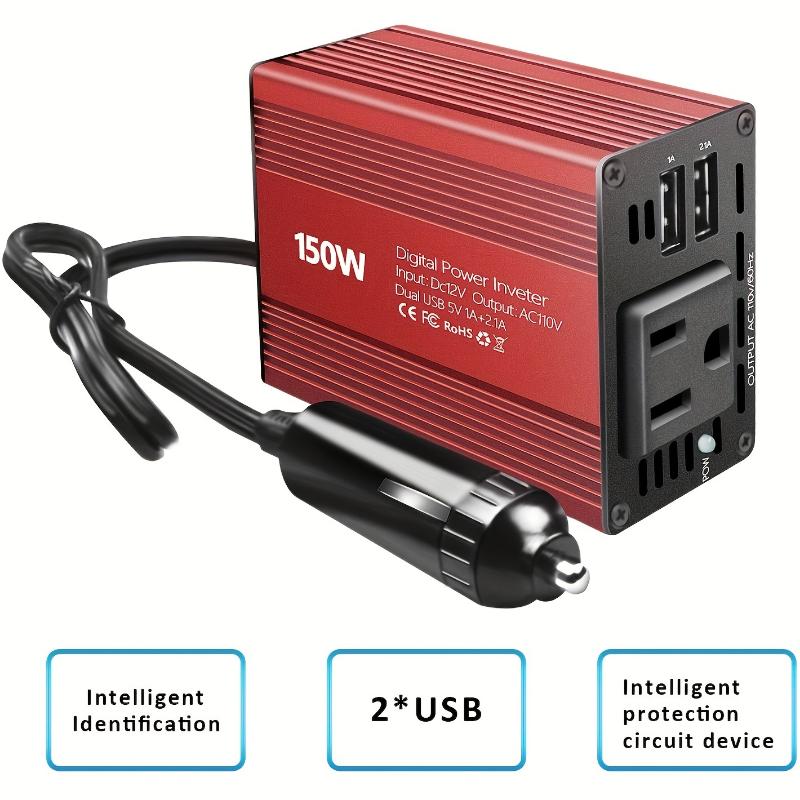 1pc Car Power Inverter DC 12V To AC 110V For Convenient Travel, 150W ...