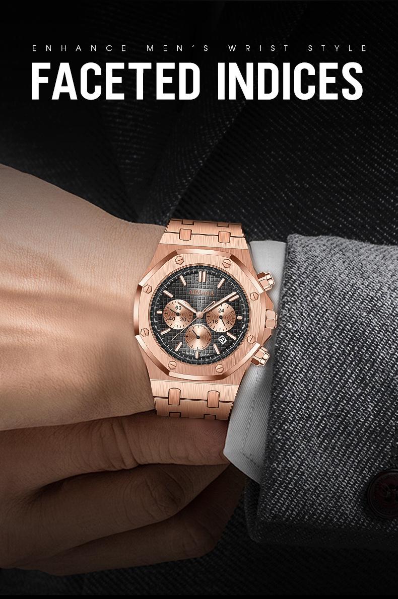 Men’s Multifunction Six-Hand Quartz Watch – Luminous, Calendar, World ...