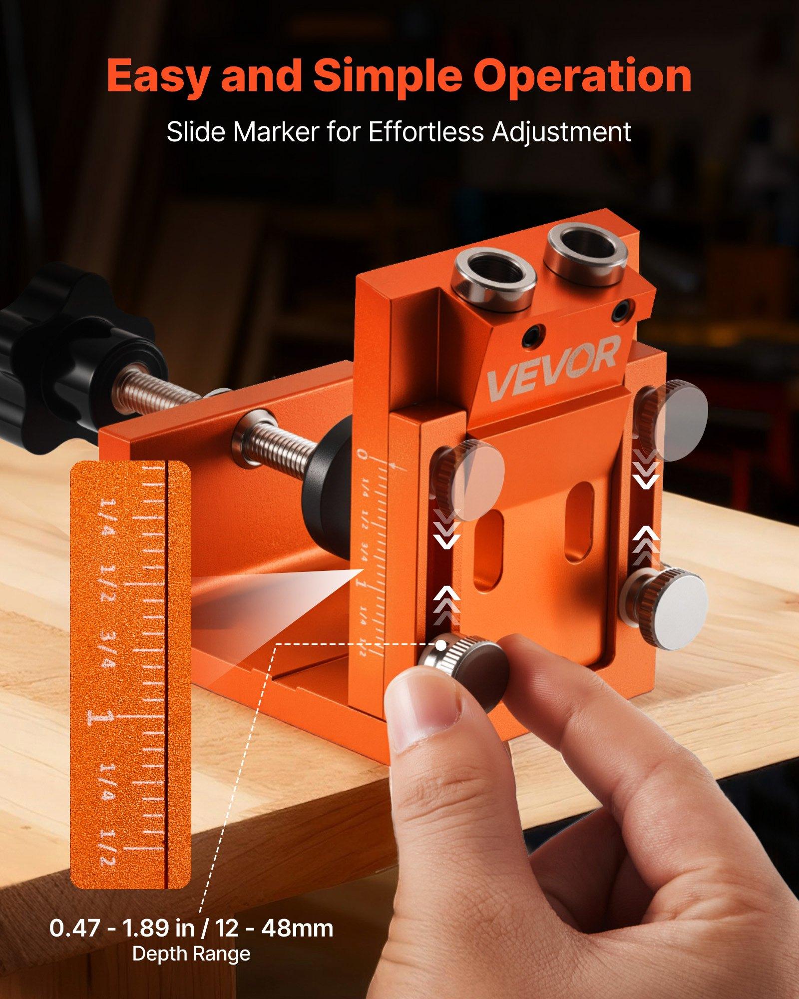 【FathersDayGift】 VEVOR Heavy Duty Pocket Hole Jig Tool Kit Set, 0.47-1. ...
