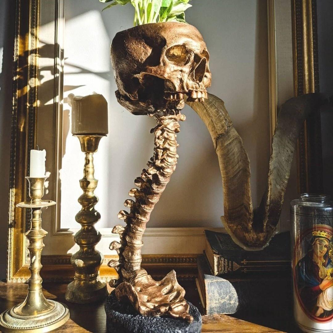 Skull Shaped Flower Pot, Creative Skull Design Decorative Vase, Gothic ...