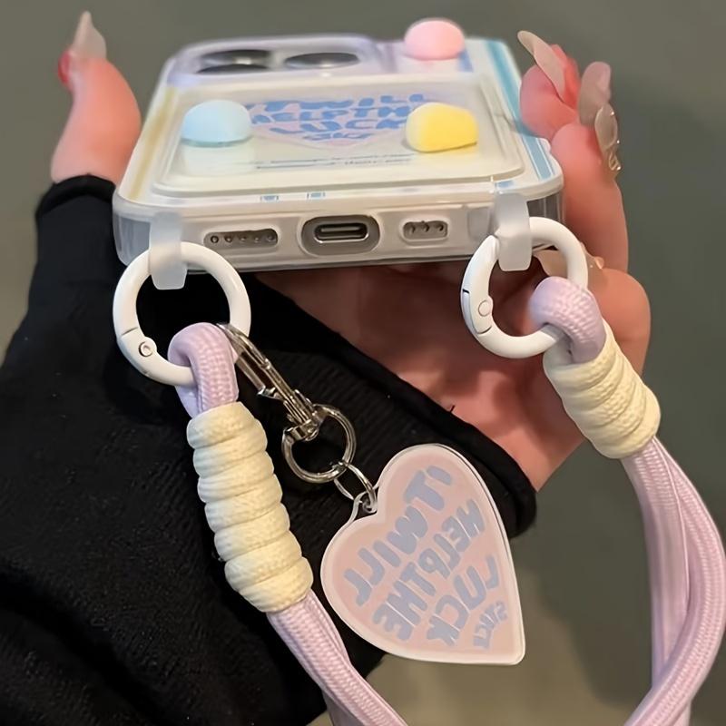 Colorful striped card bag with three-dimensional heart phone case and ...