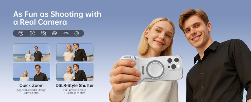 Bluetooth Camera Shutter Grip for iPhone Android 360°Rotation Wireless ...