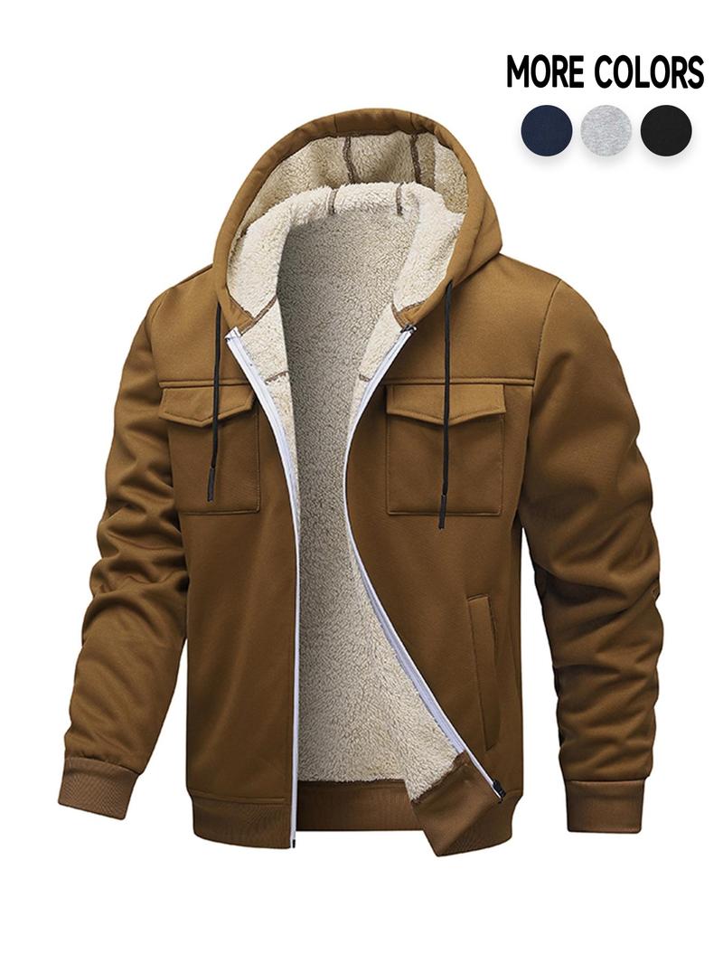 Men's Regular Fit Solid Pocket Zipper Jacket, Casual Long Sleeve ...