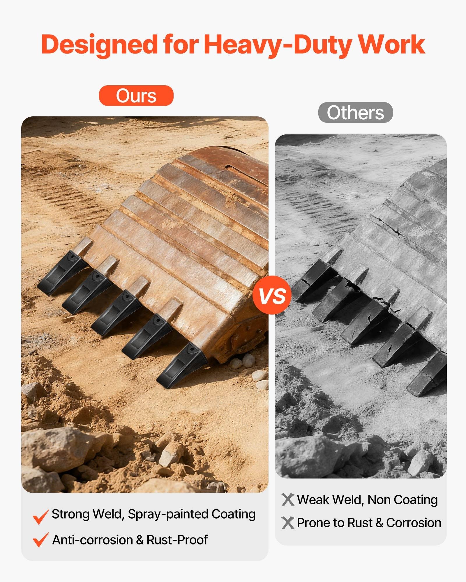 VEVOR Excavator Bucket Teeth with Pins, 4 Pack X156L Bucket Tooth Set ...