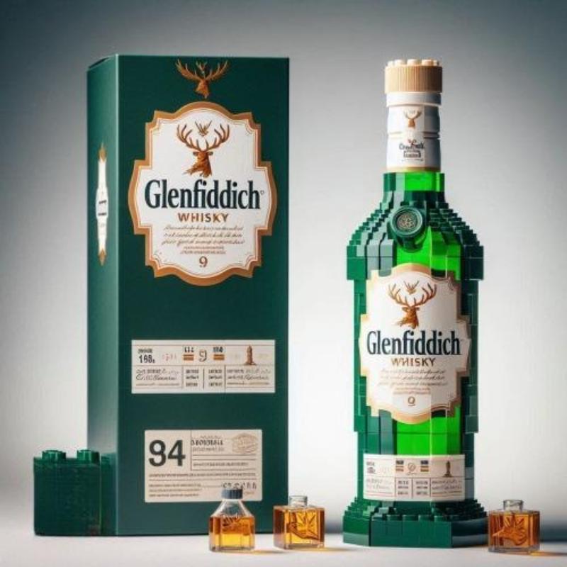 Whiskey Bottle Building MOC Blocks Set, Simulation Wine Bottle Assemble ...