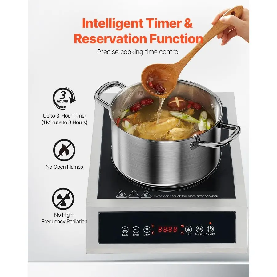 VEVOR Portable Electric Cooktop, 1800W Induction Burner with 9 Temp ...