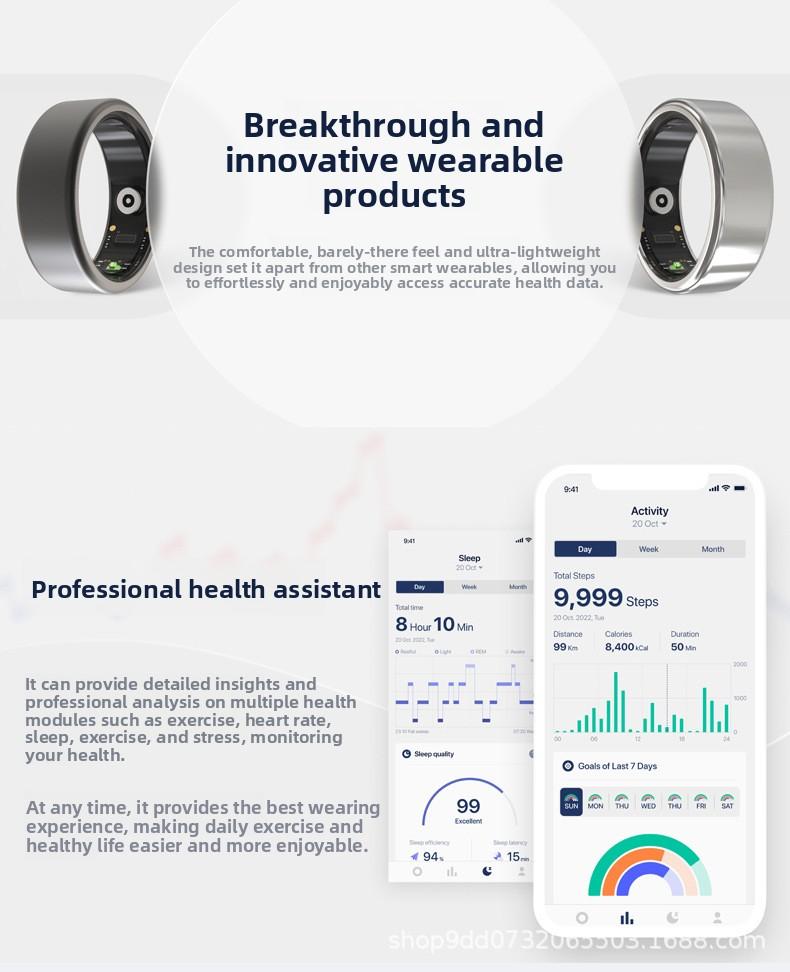 R02D Smart Ring - Heart Rate & Blood Oxygen Monitor, Fitness & Sleep ...