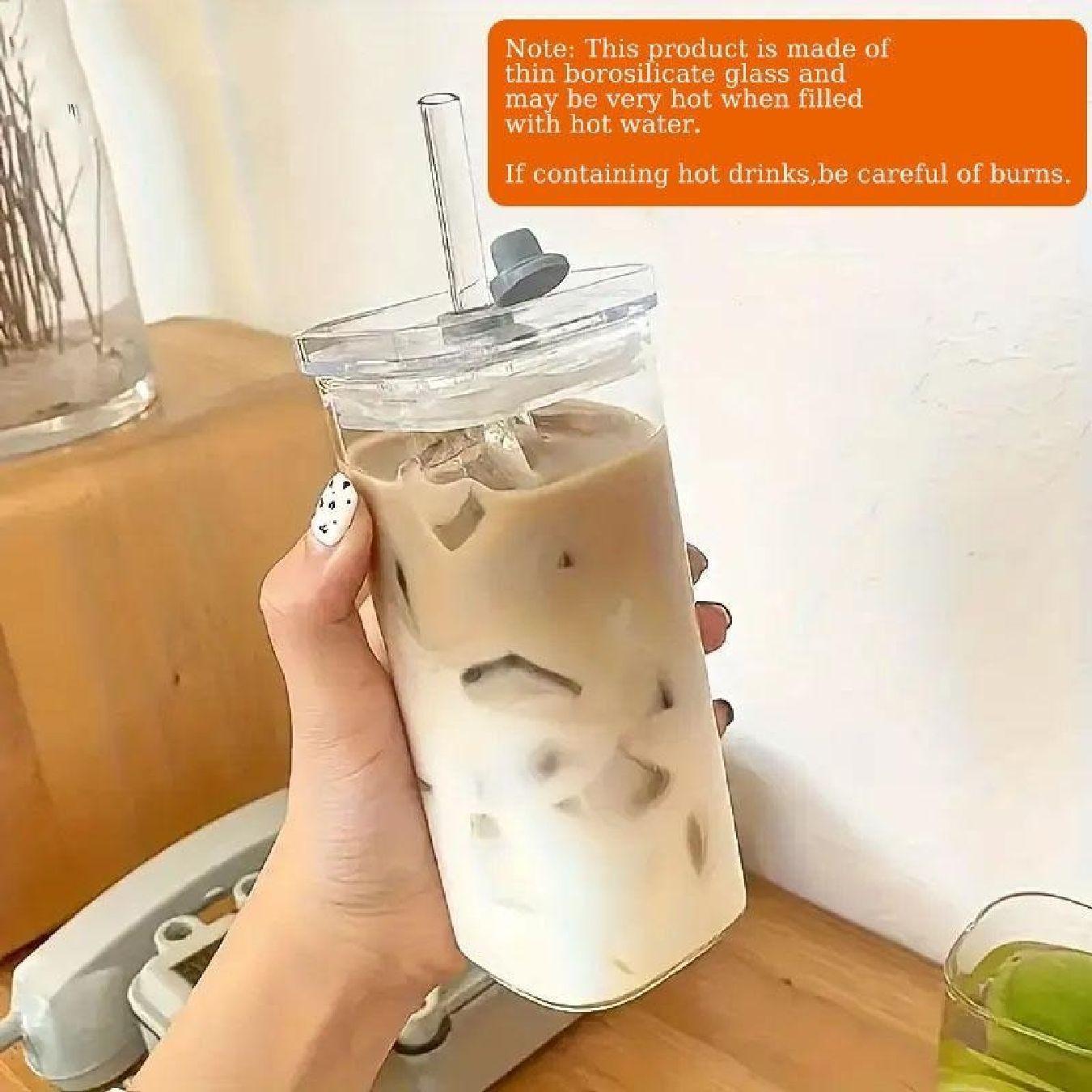Clear Glass Cup with Straw & Lid, 1 Count Durable & Heat Resistant ...