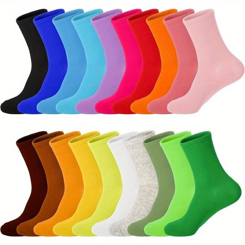 20 Pairs Rainbow Color Socks, Lightweight & Breathable Athletic Mid ...