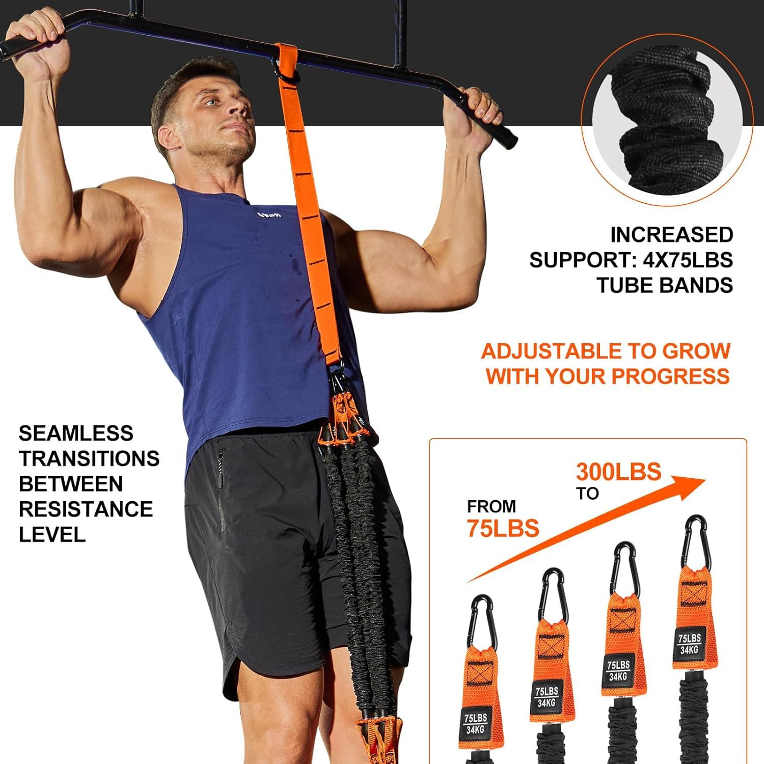 Heavy Duty Pull Up Assist Bands Kit for Men & Women, Stackable Latex ...
