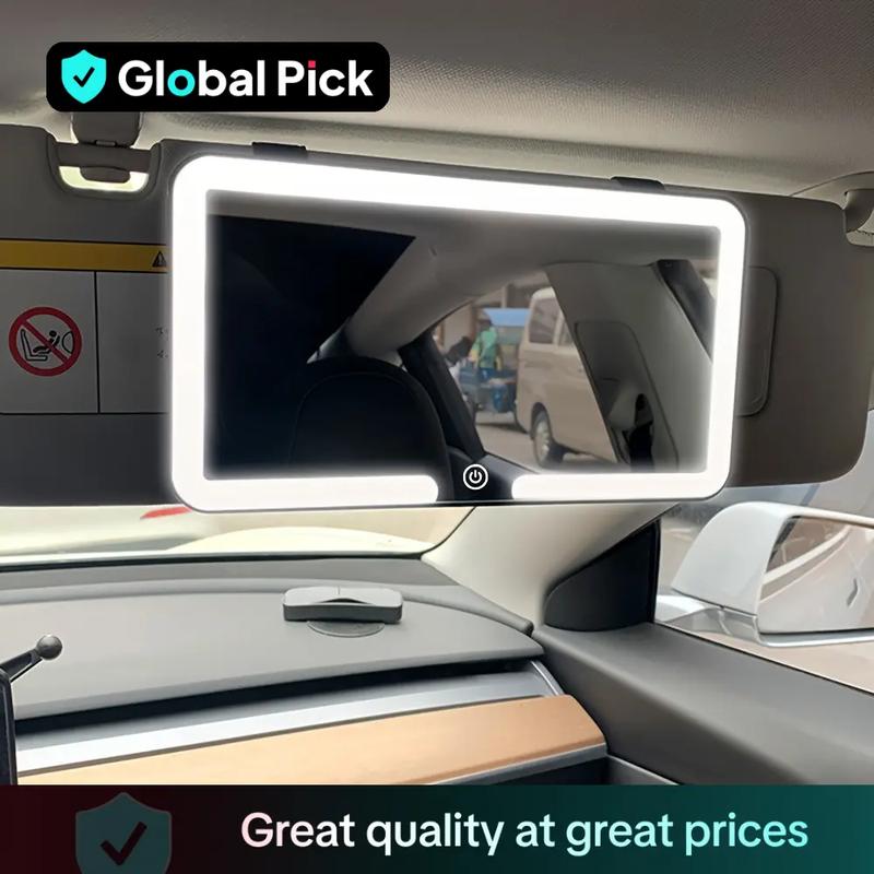Car LED Makeup Mirror, Rechargeable Car Sun Visor Mirror, Dimmable ...