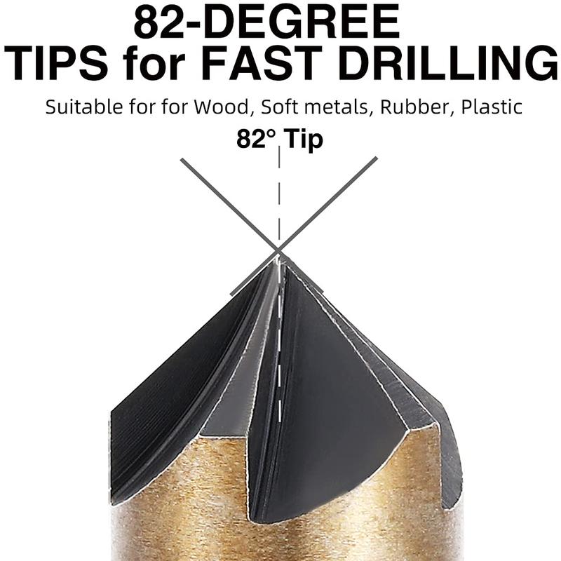 Countersink Drill Bit Set,High Speed Steel Counter Sinker Drill Bit 5 ...
