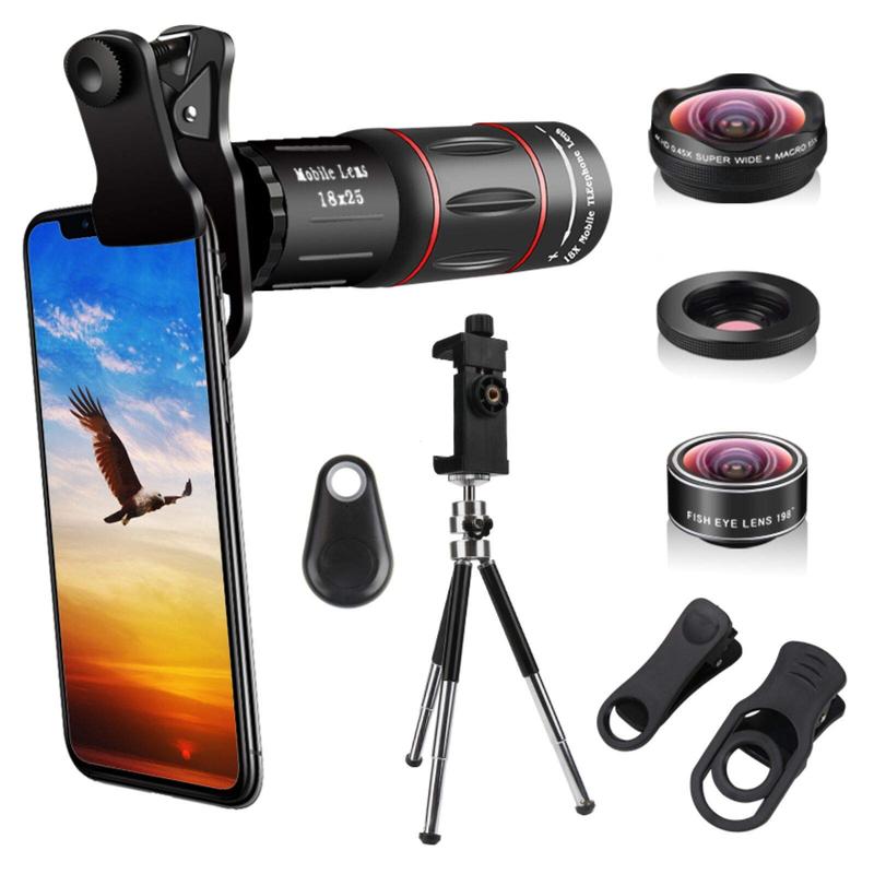 Cell Phone Camera Lenses Kit 4 In 1 18x Telescopic Zoom Lens/4k Hd ...
