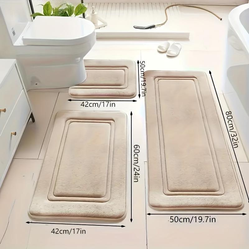 Sponge Density 25D 3-Piece Bath Mat Set Super Absorbent Non-Slip Soft ...