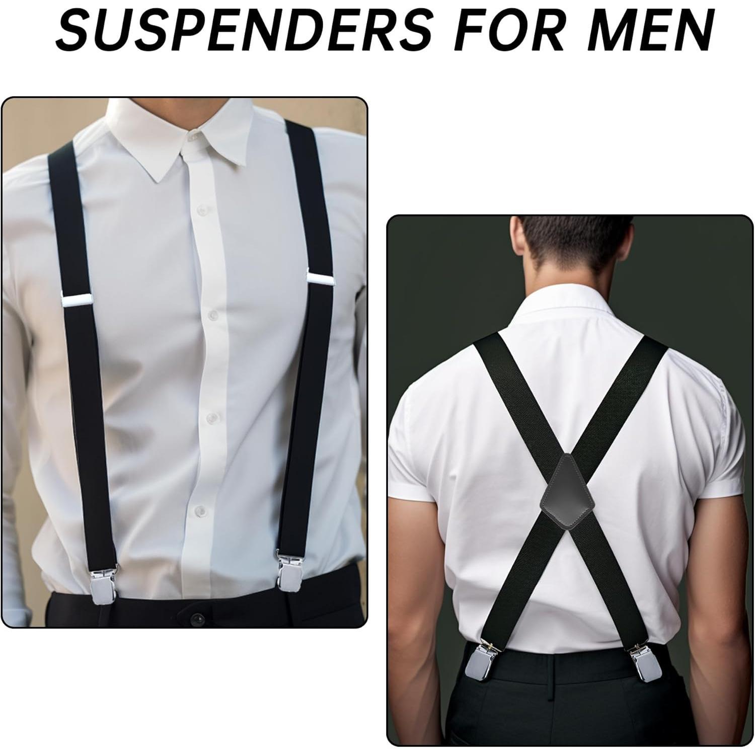 Men's 2 Inch Heavy Duty Suspenders,Adjustable X- with Clips for Work ...