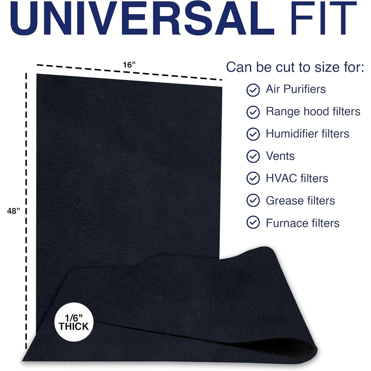 Cut To Fit Filter - Carbon Pad Pre Filter for Purifiers, AC, Furnace ...