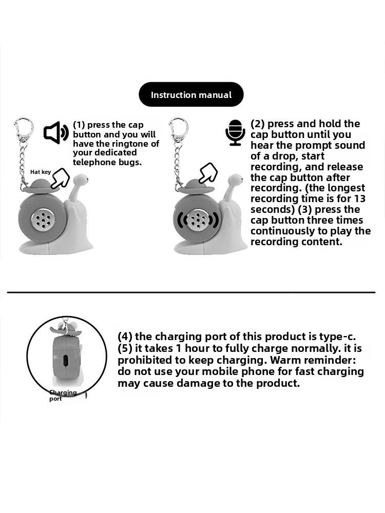 One Piece ASL Phone Bug Keychain with Exclusive Ringtone Recording Doll ...