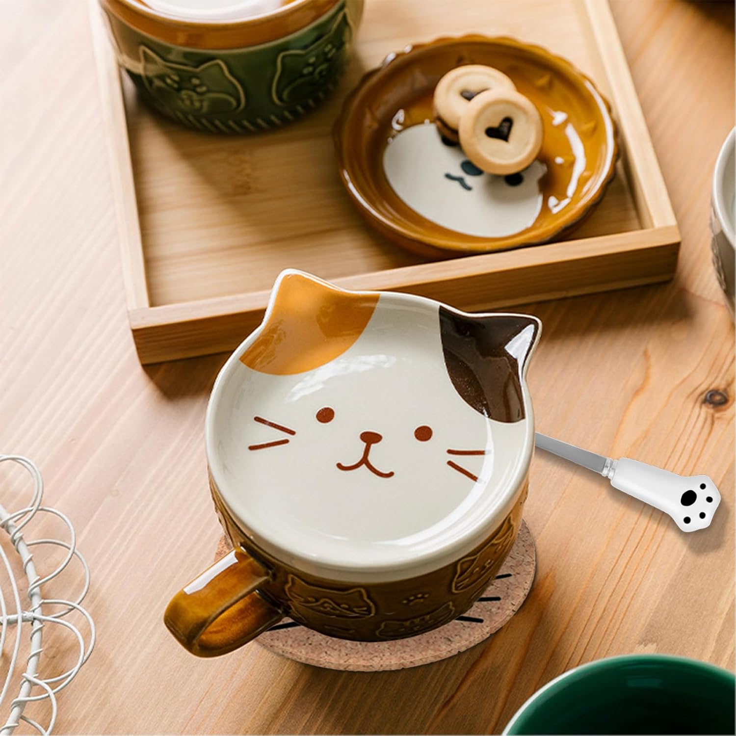 Gifts for Women Her Cute Kawaii Cat Coffee Mugs with Lids Christmas ...