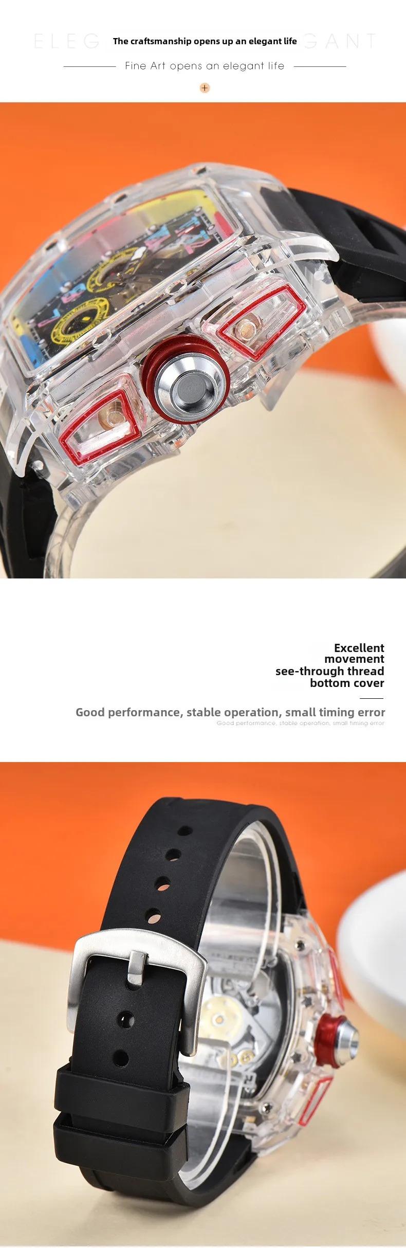 2025 new high-value fashion trend quartz watch men's transparent ...